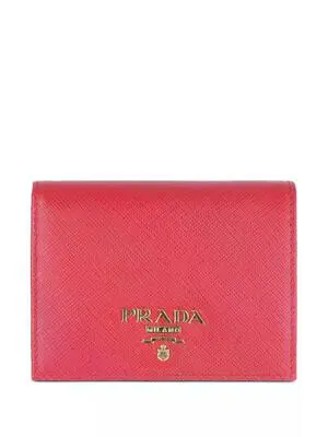 Prada Small Saffiano Leather Wallet Red