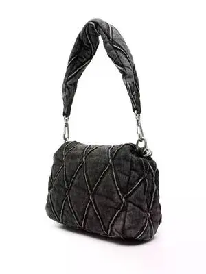 DIESEL® Logo-charm Quilted Denim Bag - Black