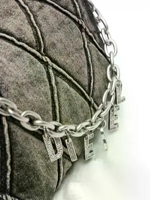 DIESEL® Logo-charm Quilted Denim Bag - Black