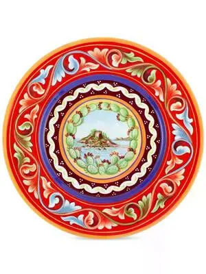 Dolce & Gabbana 2 Piece Fine Porcelain Dinner Plate Set - Red