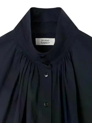 STUDIO TOMBOY Gathered Short-sleeve Shirt - Blue