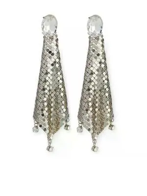 Rabanne Crystal-embellished Chainmail Drop Earrings - Silver