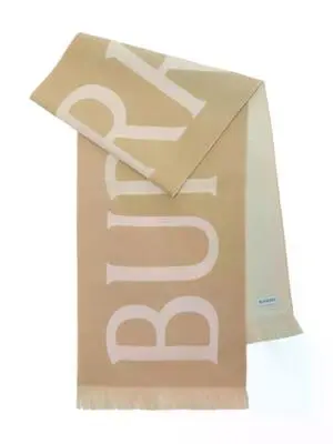 Burberry Logo-jacquard Wool Scarf - Neutrals