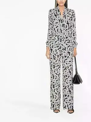 Diane Von Furstenberg Brooklyn Chain-link Print Straight-leg Trousers