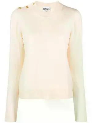 GANNI Mix Merino-cashmere Jumper - Neutrals