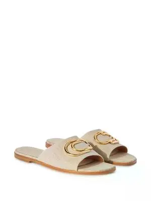 Off-White Logo-plaque Linen Slides - Neutrals