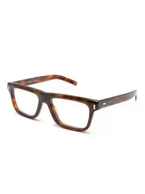 Gucci Tortoiseshell Rectangle-frame Glasses