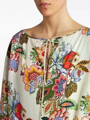 Etro Floral-print Draped Blouse