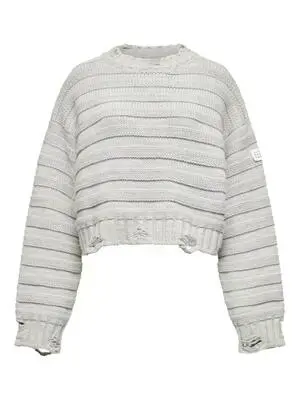 MAISON MARGIELA Ribbed Knit Crew Neck Sweater With Logo Patch