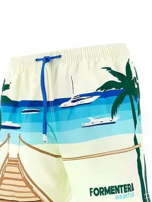 MC2 SAINT BARTH Graphic-print Swim Shorts - Neutrals