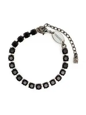Dsquared2 Black Metal Crystal Embellished Chain Bracelet - Silver