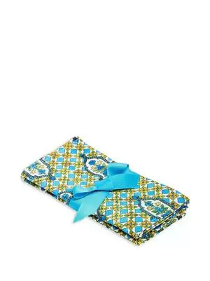 La DoubleJ Floral-print Napkin Set - Blue