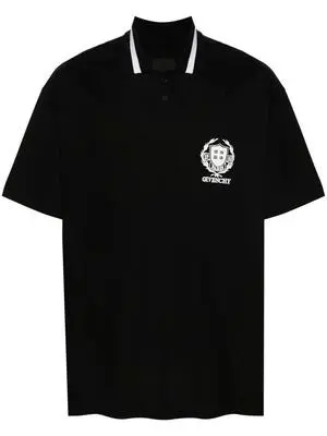 Givenchy Crest Polo Shirt In Cotton - Black