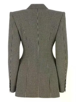 Balenciaga Hourglass Houndstooth Double-breasted Blazer