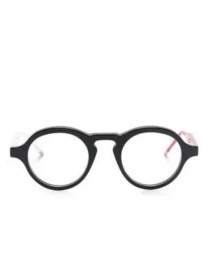 Thom Browne Round-frame Glasses With Signature Stripe - Black