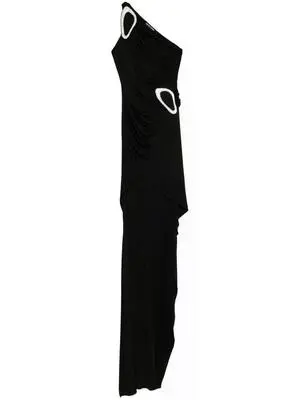 David Koma Crystal-buckle Asymmetric Gown