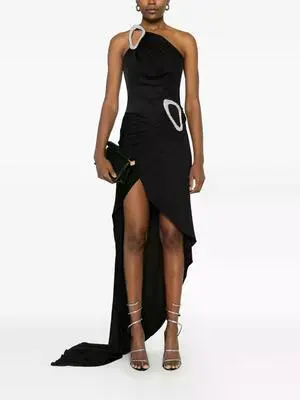 David Koma Crystal-buckle Asymmetric Gown