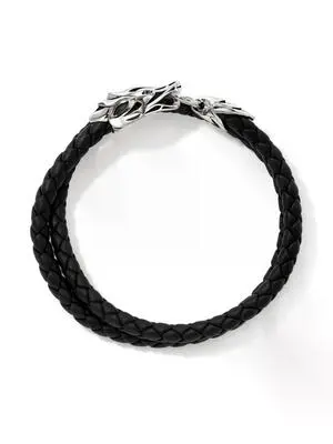 John Hardy Sterling And Leather Naga Wrap Sapphire Bracelet