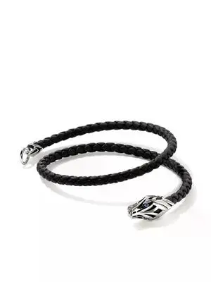 John Hardy Sterling And Leather Naga Wrap Sapphire Bracelet