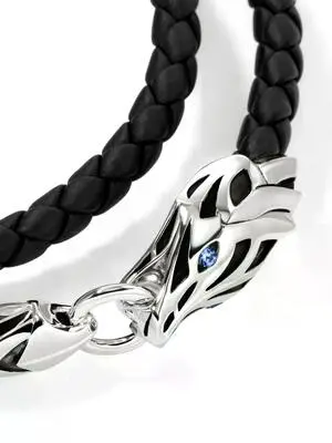 John Hardy Sterling And Leather Naga Wrap Sapphire Bracelet
