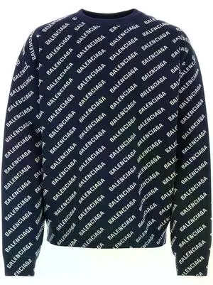 Balenciaga Mini Allover Logo Jumper - Blue