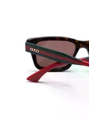 Gucci Rectangle-frame Sunglasses - Green