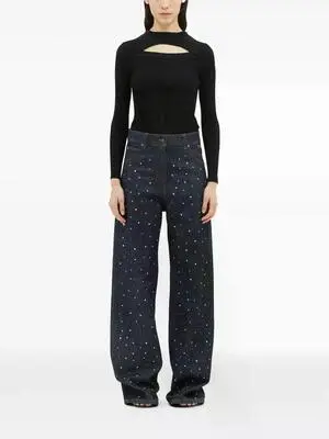 MSGM Rhinestone-embellished Wide-leg Jeans