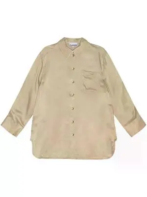 GANNI Long-sleeve Satin Shirt