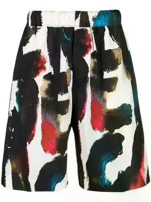 Alexander McQueen Logo-print Straight-leg Shorts - Black