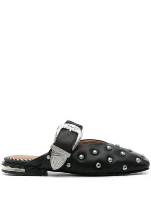 Toga Stud-embellished Leather Mules - Black