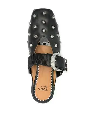 Toga Stud-embellished Leather Mules
