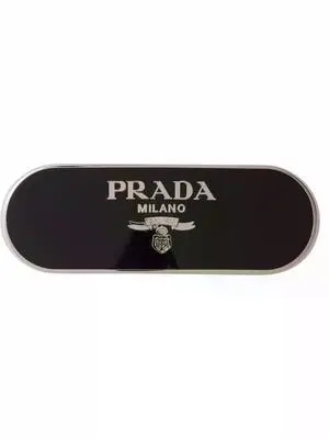 Prada Logo Lettering Hair Clip - Black
