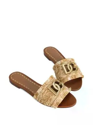 Dolce & Gabbana Raffia Logo Flat Sandals