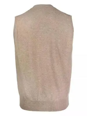 DELL'OGLIO Cashmere V-neck Vest - Neutrals