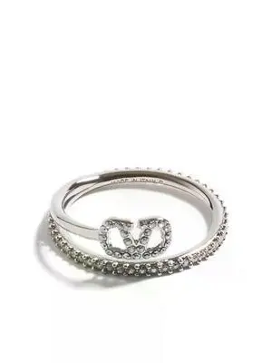 Valentino Garavani Vlogo Signature Crystal Ring - Silver