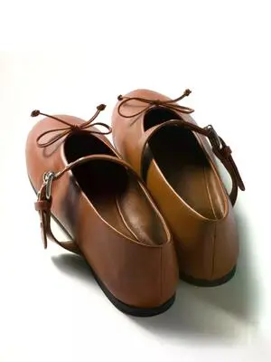 Miu Miu Buckled Leather Ballerina Shoes
