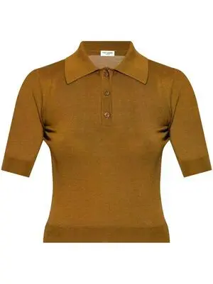 Saint Laurent Cassandre-embroidery Polo Top