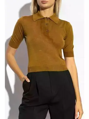 Saint Laurent Cassandre-embroidery Polo Top