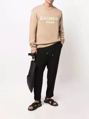 Balmain Slouchy Crepe Tapered-leg Track Pants - Black