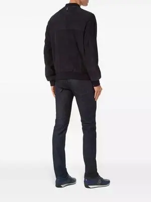BILLIONAIRE Crest-embroidered Suede Bomber Jacket