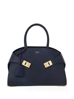 FERRAGAMO Medium Leather Tote Bag - Blue