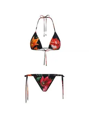 Dolce & Gabbana Floral-print Bikini Set - Black