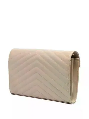 Saint Laurent Cassandre Wallet On Chain - Neutrals