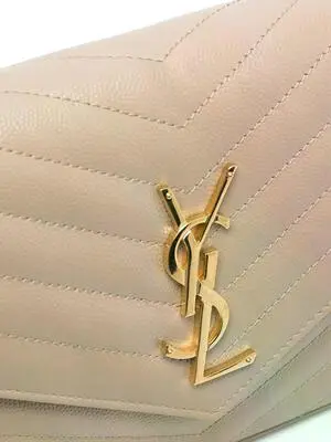 Saint Laurent Cassandre Wallet On Chain - Neutrals