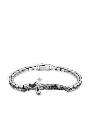 David Yurman Sterling Silver Waves Dagger Bracelet With Diamonds