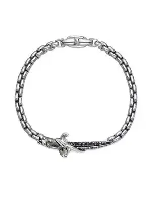 David Yurman Sterling Silver Waves Dagger Bracelet With Diamonds