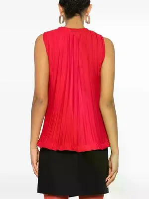 LANVIN Pleated Crepe De Chine Blouse - Red