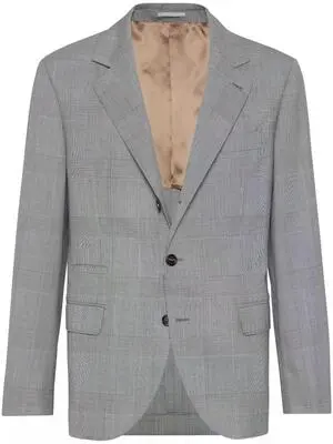 Brunello Cucinelli Check-print Virgin-wool Blazer - Black