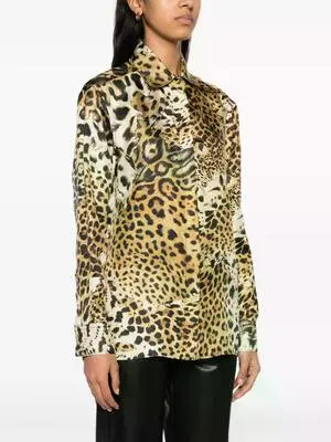 Roberto Cavalli Leopard-print Silk Shirt