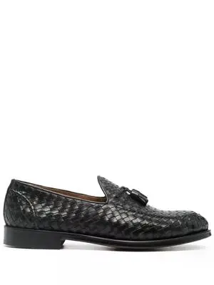 DOUCAL'S Interwoven Leather Loafers - Black
